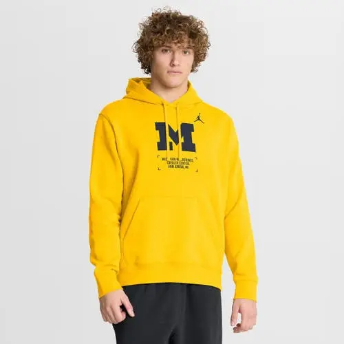 JORDAN BRAND Michigan Wolverines Basketball Two-hit Club Fleece Pullover Hoodie - Maize