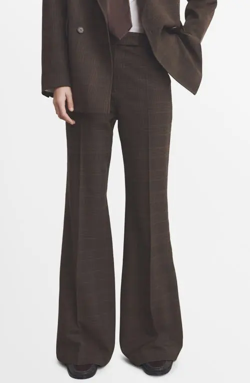 Mango Check Print Straight Leg Suit Trousers