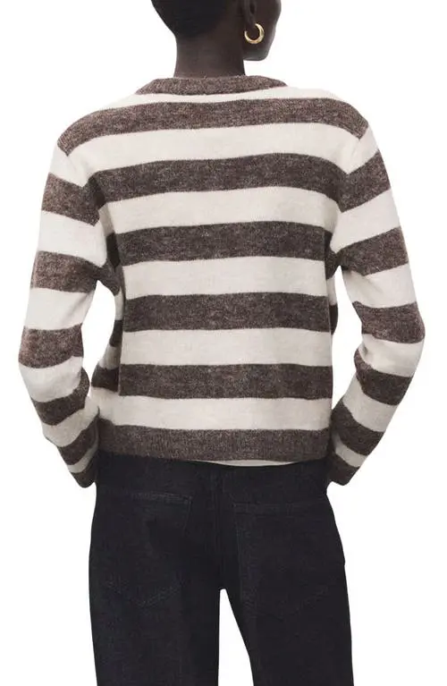 Mango Striped Crewneck Sweater - Brown