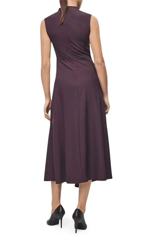 Mango Mock Neck A-line Midi Dress - Wine