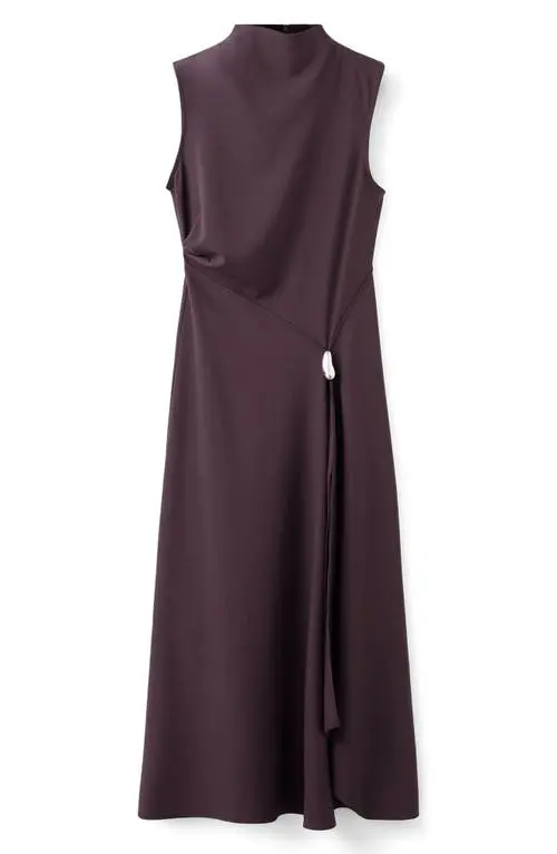Mango Mock Neck A-line Midi Dress - Wine