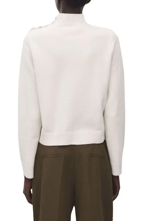 Mango Shoulder Button Mock Neck Sweater - Ecru
