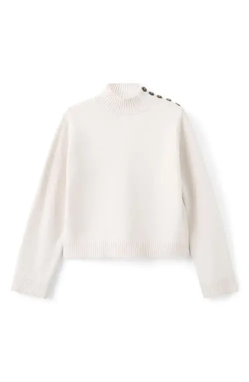 Mango Shoulder Button Mock Neck Sweater - Ecru