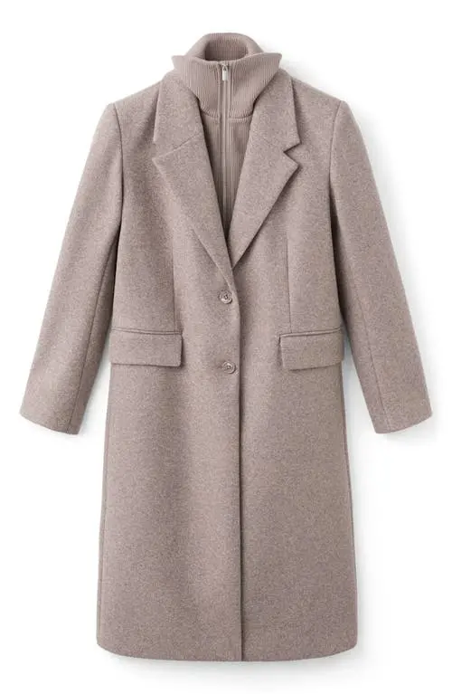 Mango Notch Collar Coat With Removable Bib Insert