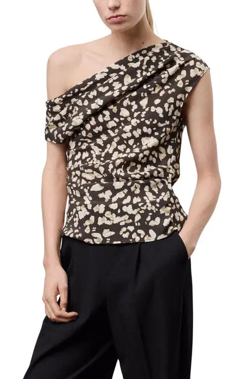 Mango Animal Print Draped Top
