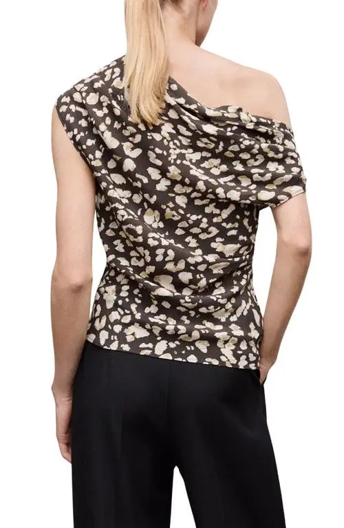 Mango Animal Print Draped Top