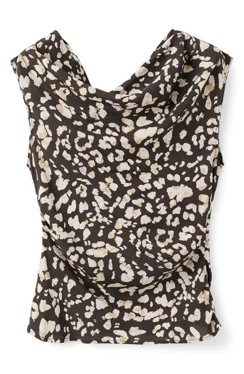 Mango Animal Print Draped Top