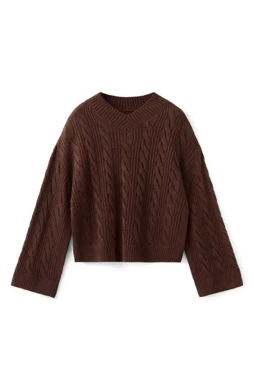 Mango Cable Knit V-neck Sweater