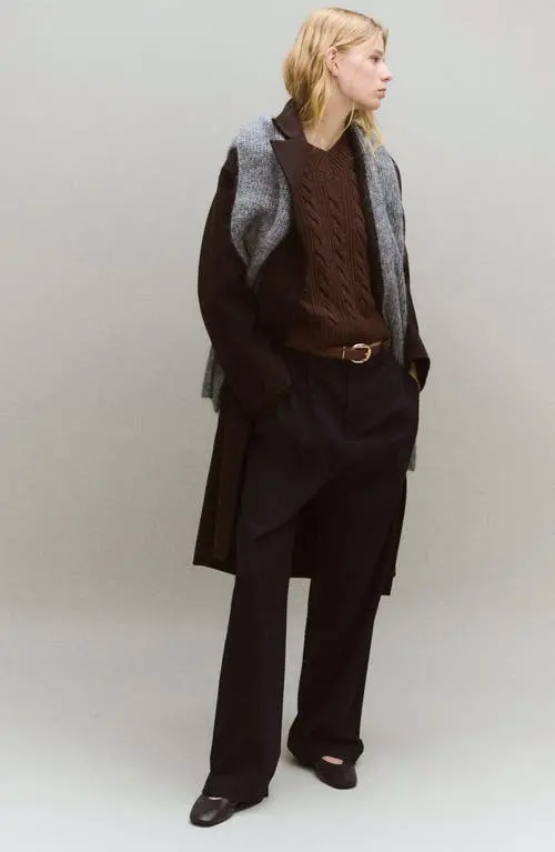 Mango Cable Knit V-neck Sweater