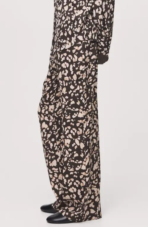 Mango Animal Print Straight Leg Pants