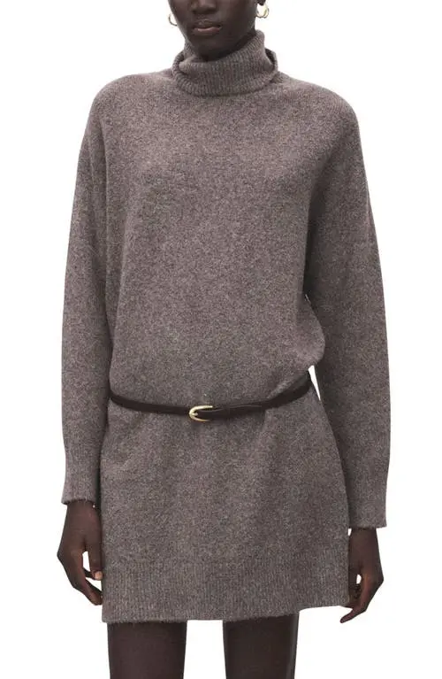 Mango Turtleneck Long Sleeve Dress - Medium Brown