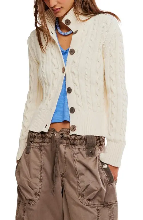 Free People Cable Stitch Cotton Cardigan