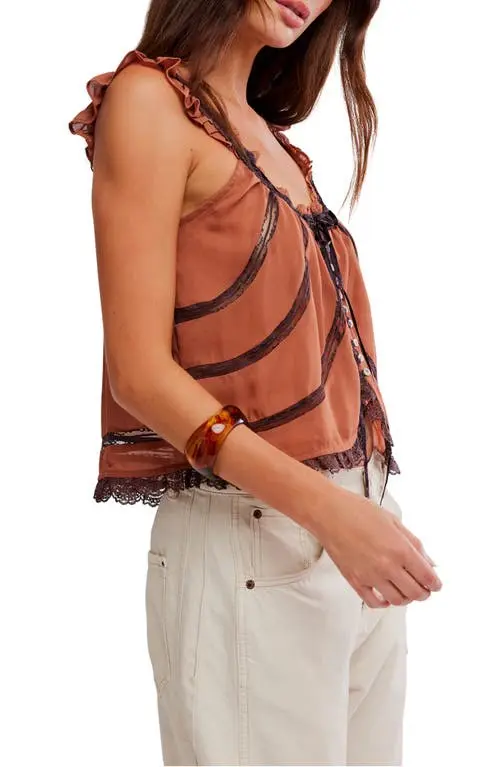 Free People Mable Pleated Ruffle Tank - Canyon Sunset Combo