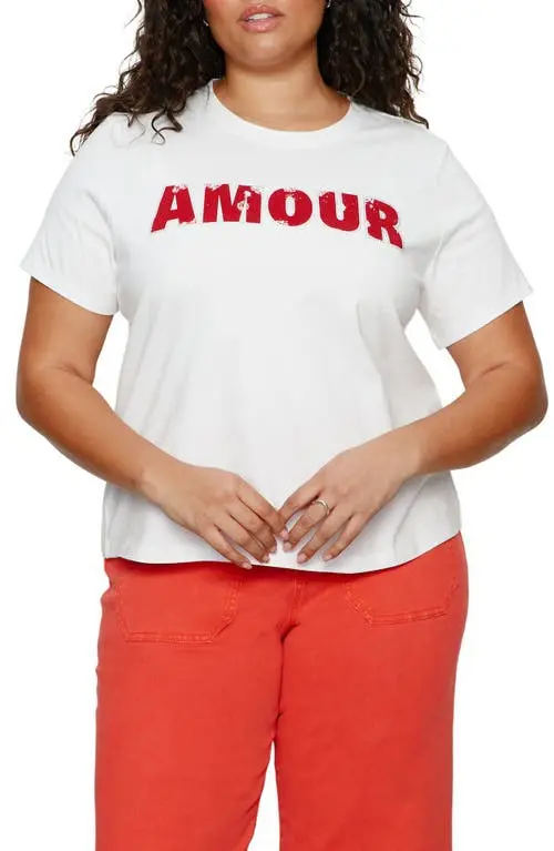 Sanctuary Embellished Graphic Organic Cotton T-shirt - White/cherry Lacquer