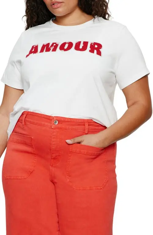 Sanctuary Embellished Graphic Organic Cotton T-shirt - White/cherry Lacquer