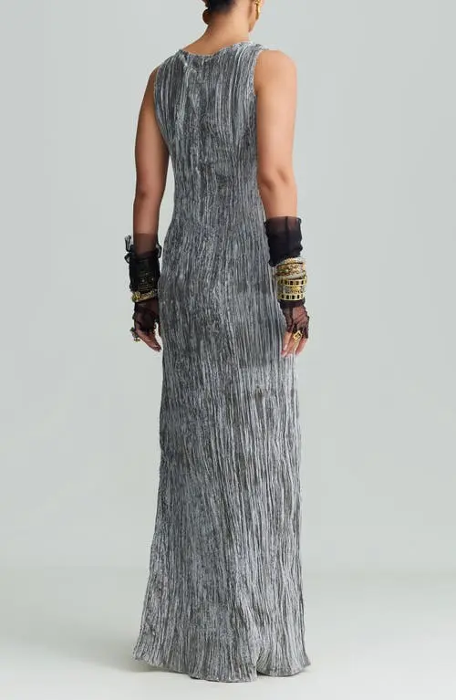 HOLICHIC Embroidered Crushed Velvet Maxi Dress