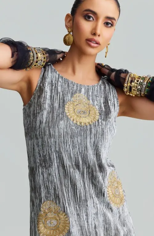 HOLICHIC Embroidered Crushed Velvet Maxi Dress