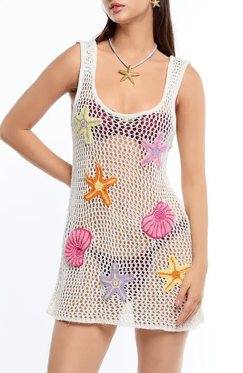 CAPITTANA Patsie Open Stitch Cover-up Dress - Ivory