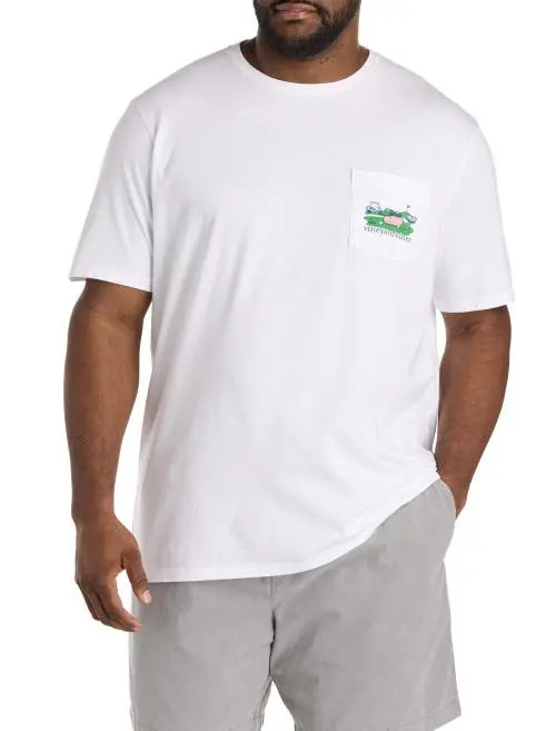 Vineyard Vines Big & Tall Golfer Whale Graphic Pocket T-shirt - White Cap