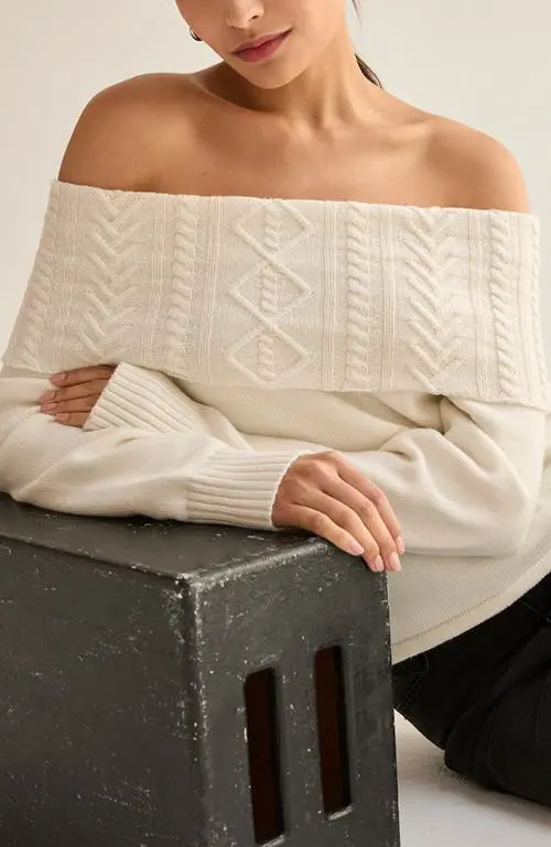 CRESCENT Off-shoulder Cable Knit Top