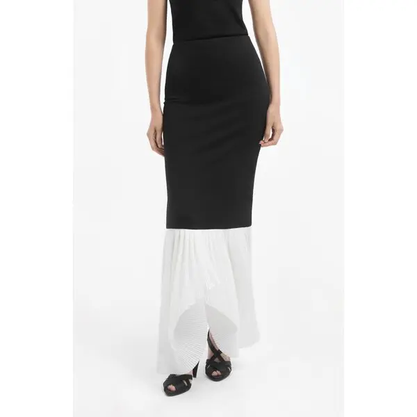 Co Peplum Hem Midi Skirt - Black & White