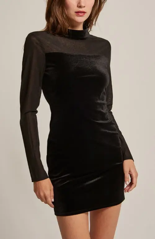 CRESCENT Mixed Media Velvet Mini Dress
