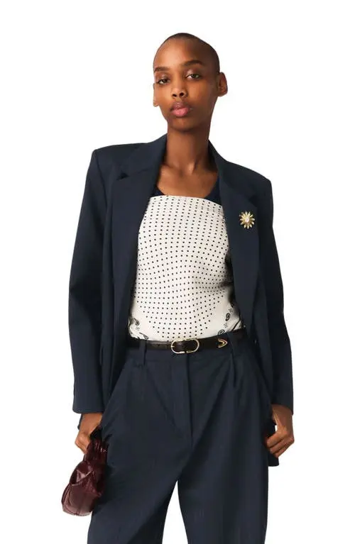 Maje Striped Suit Jacket - Navy