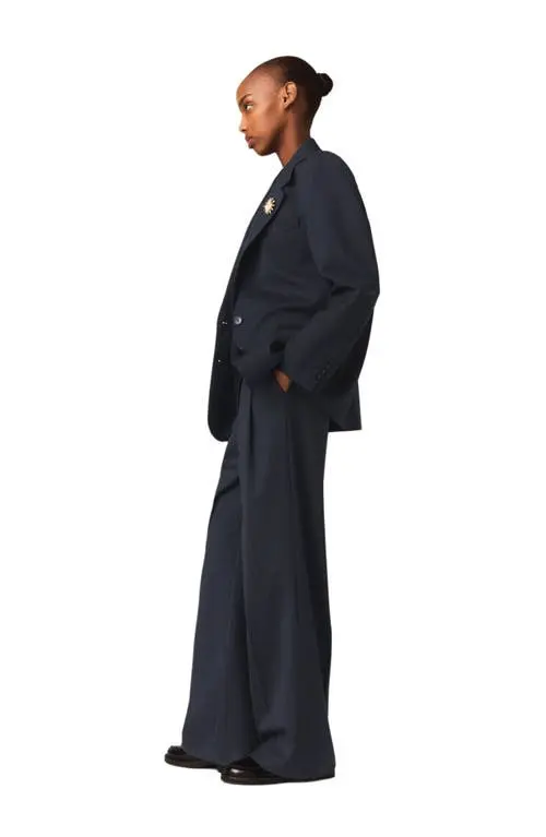 Maje Striped Suit Jacket - Navy