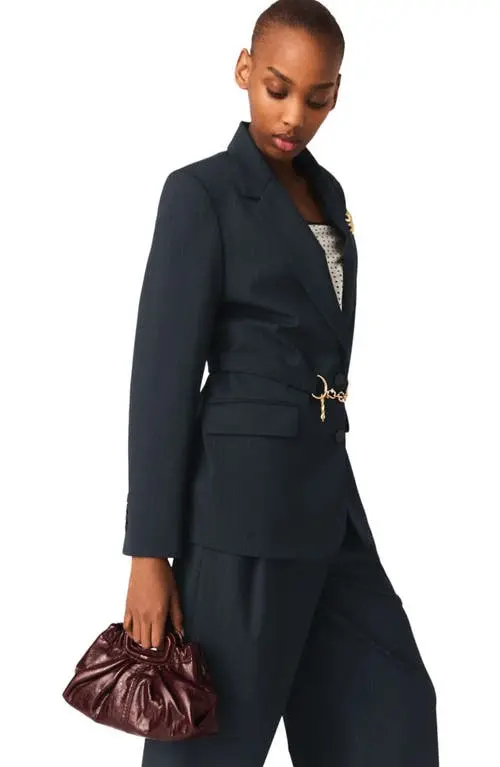 Maje Striped Suit Jacket - Navy