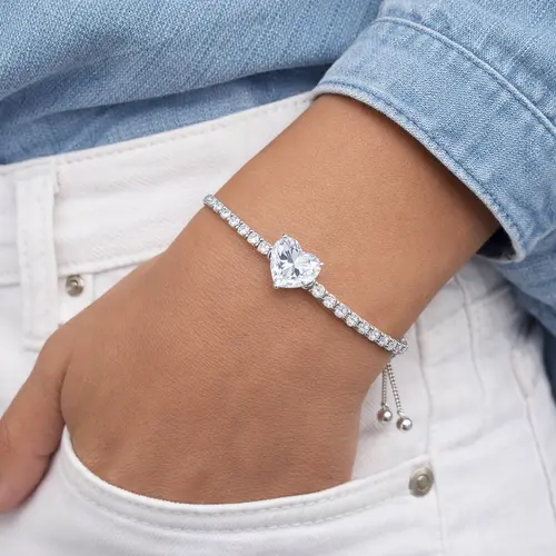 DONATELLO GIAN Crystal Heart Adjustable Bracelet