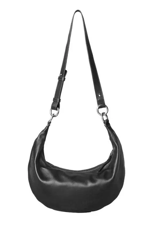 HYER GOODS Small Leather Convertible Ring Bag - Black/silver