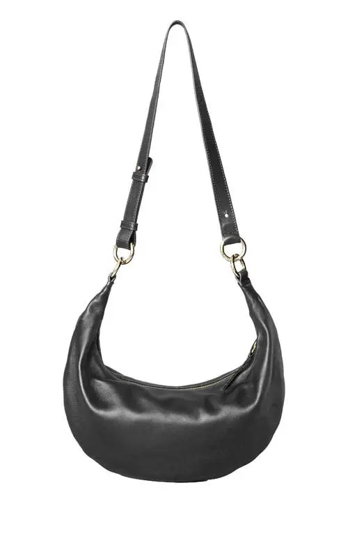 HYER GOODS Small Leather Convertible Ring Bag - Black/silver