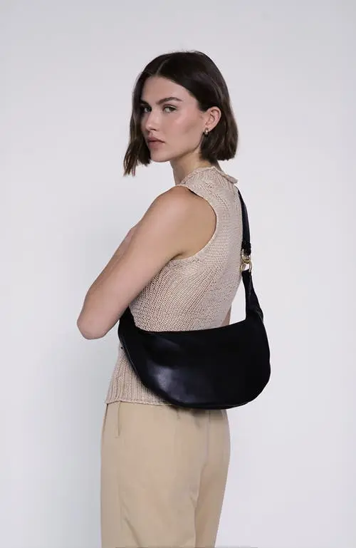 HYER GOODS Small Leather Convertible Ring Bag - Black/silver