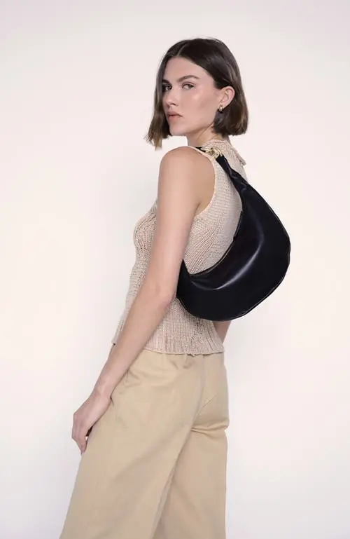 HYER GOODS Small Leather Convertible Ring Bag - Black/silver