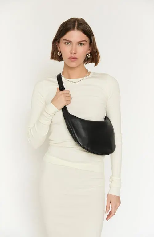 HYER GOODS Small Leather Convertible Ring Bag - Black/silver