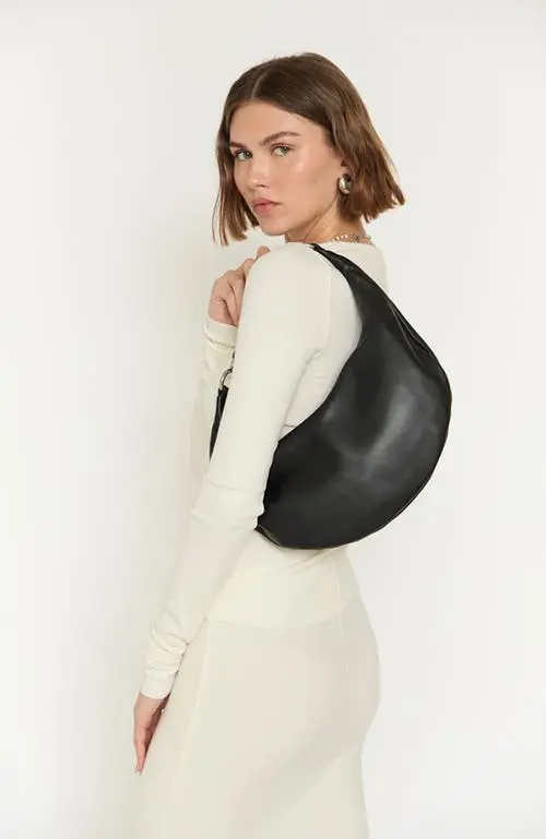 HYER GOODS Small Leather Convertible Ring Bag - Black/silver