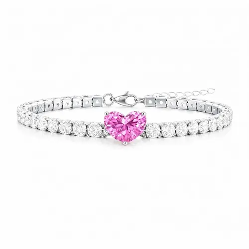 DONATELLO GIAN Crystal Heart Tennis Bracelet - Pink