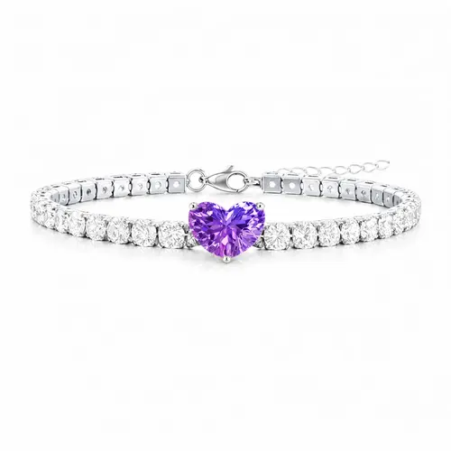 DONATELLO GIAN Crystal Heart Tennis Bracelet - Purple