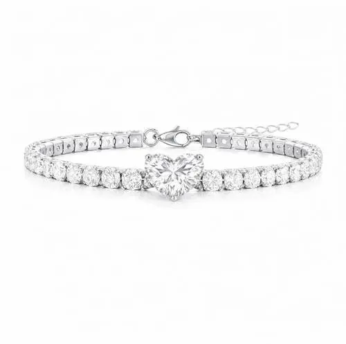 DONATELLO GIAN Crystal Heart Tennis Bracelet - Silver