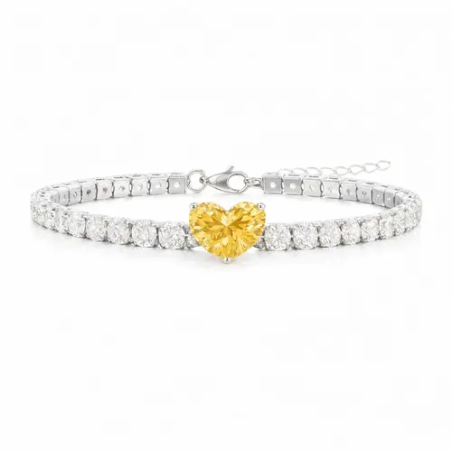 DONATELLO GIAN Crystal Heart Tennis Bracelet - Yellow