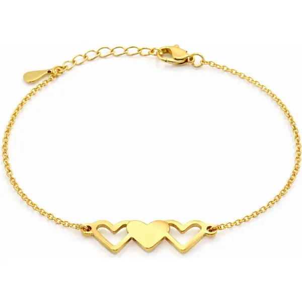 DONATELLO GIAN Triple Heart Chain Bracelet - Gold
