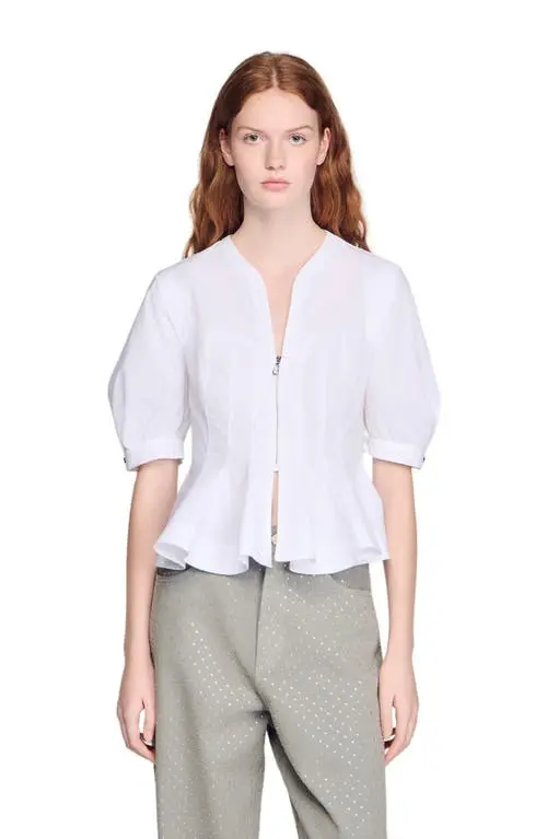 Sandro Zipped Peplum Shirt