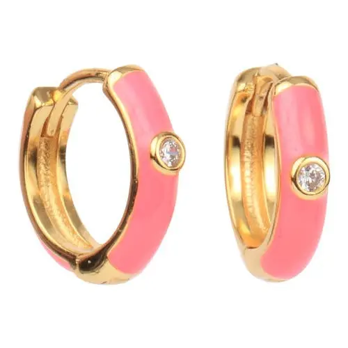 COLOR SHOUT Enamel Huggie Hoop Earrings - Hot Pink