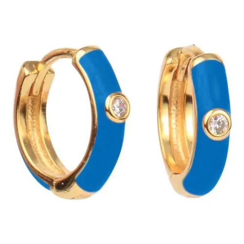 COLOR SHOUT Enamel Huggie Hoop Earrings - Royal Blue