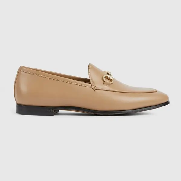 Gucci Leather Jordaan Loafer With Horsebit - Beige