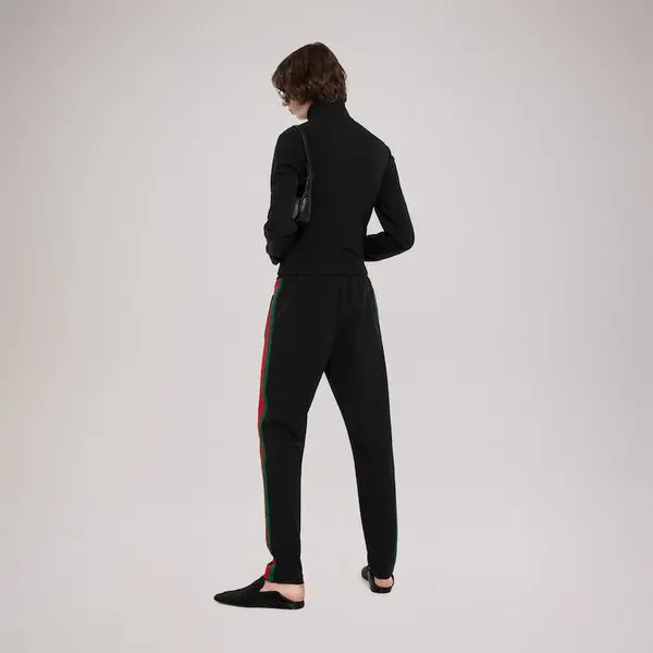 Gucci Stretch Nylon Zip Jacket With Web Intarsia
