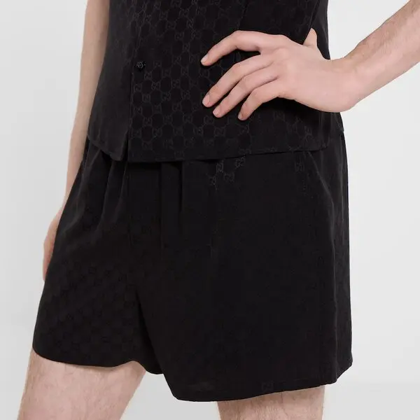 Gucci Gg Silk Jacquard Shorts - Black