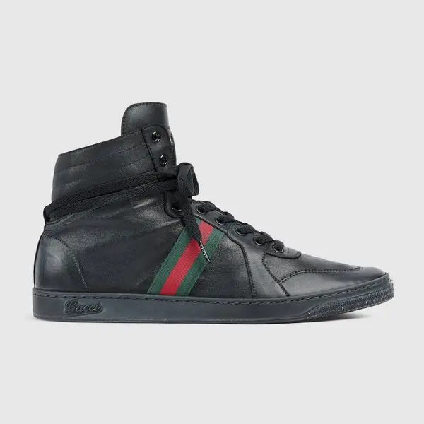 Gucci Leather High-top Sneaker - Black