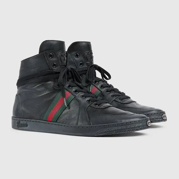 Gucci Leather High-top Sneaker - Black