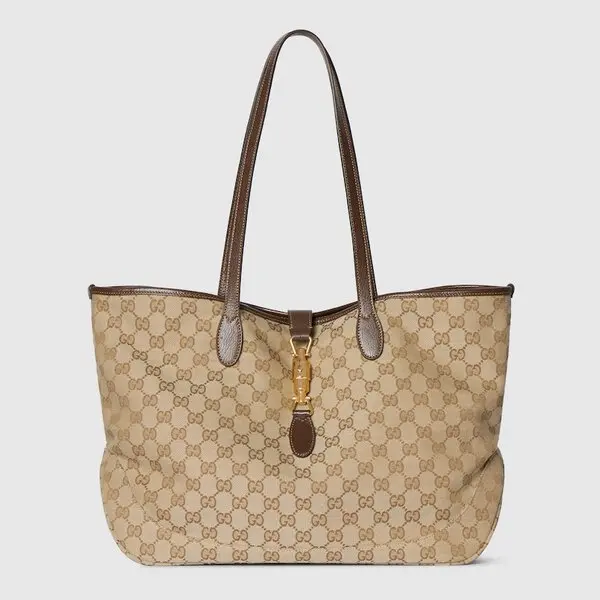 Gucci Jackie Medium Tote Bag Gg Canvas - Beige